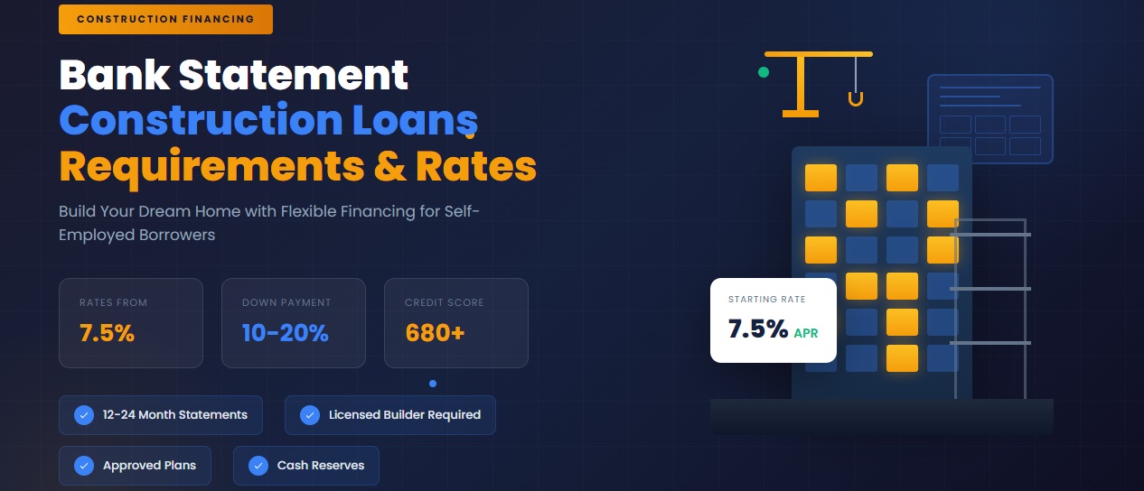 Bank Statement Construction Loans: Requirements & Rates